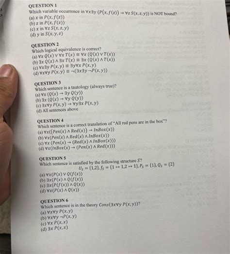 Solved Question 1 Which Variable Occurrence In