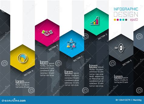 Business Hexagon Net Labels Shape Infographic With Dark Background