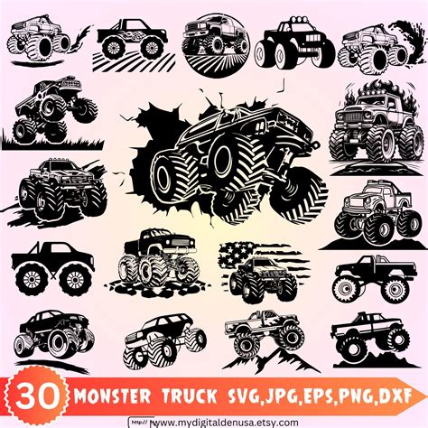 Monster Truck Svg Png Bundle Transportation Clipart Monster Truck