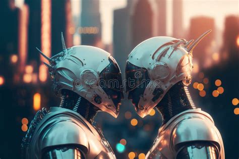 Two Robots In Love A Couple Artificial Intelligence Digital