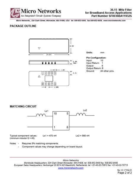 Sf0036ba11932s Datasheet Pdf Filter Ics