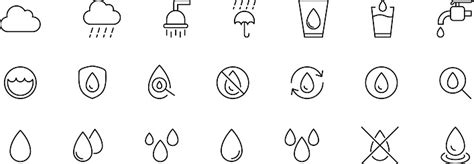 물방울 아이콘 세트입니다 물 아이콘 드롭 물 표면의 파도 빗방울 실루엣 방수 물 라인 벡터 아이콘 그림 건강한 생활방식에 대한 스톡 벡터 아트 및 기타 이미지 Istock