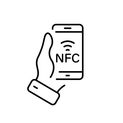 Hand Hold Smartphone Contactless Payment Line Icon Nfc Technology In Mobile Phone Money Pay