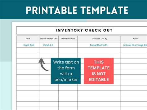 Inventory Check Out Sheet Inventory Sign Out Sheet Inventory Tracker Product Inventory
