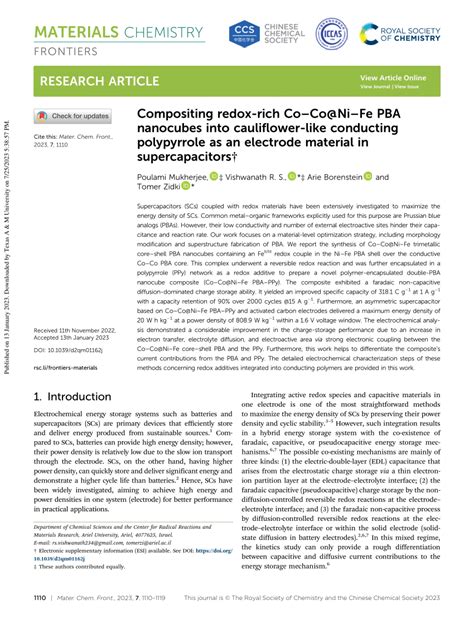 Pdf Compositing Redox Rich Co Coni Fe Pba Nanocubes Into Cauliflower