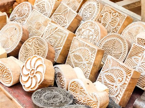 Bloques De Impresión De Sellos De Madera Tallados A Mano Por Artesanos
