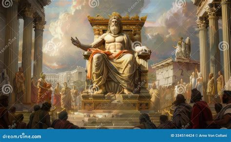 Estatua De Zeus En Olympia Majestuosa Antigua Maravilla Griega Stock