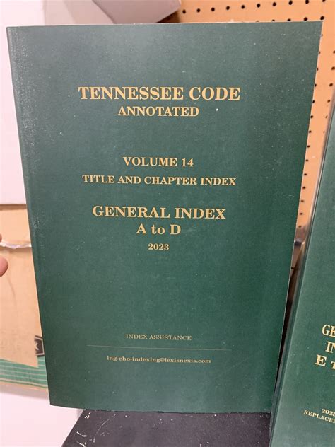 Tennessee Code Annotated Index Assistance A Z 3 Volumes 14 16 2023 Ebay