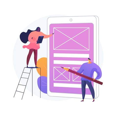 추상적 인 개념 그림 프로토 타이핑 디자인 컨셉 사용자 테스트 Ux 웹 사이트 초안 버전 인터페이스 아이디어 크리에이티브 작업 랜딩 페이지 디지털 애플리케이션