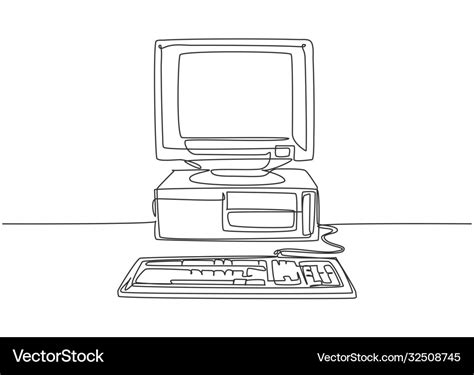 Single Continuous Line Drawing Retro Old Vector Image