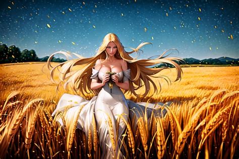 Premium Photo Portrait Of A Beautiful Woman On A Background Of Wheat