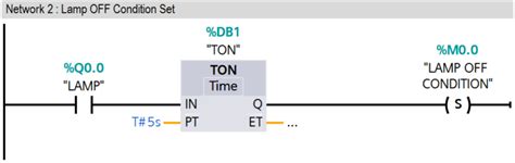 plc program for blinking lamp on 5 seconds interval