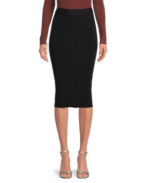 Hervé Léger Variegated Ribbed Knit Pencil Skirt In Black Lyst