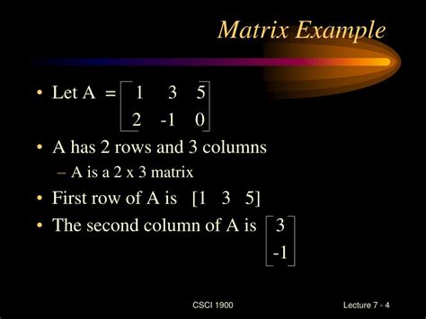 PPT Lecture 7 Matrices PowerPoint Presentation Free Download ID 2598226