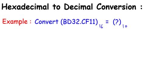Hexadecimal To Decimal Conversion Example Electrical Engineering