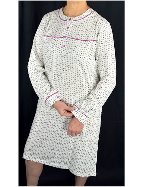Chemise De Nuit Manches Longues Coton