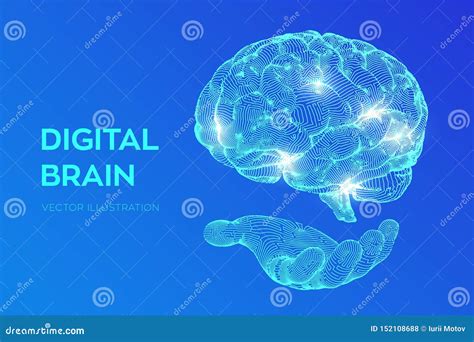 Gehirn Digital Gehirn In Der Hand Konzept Des Wissenschaft Und Technik