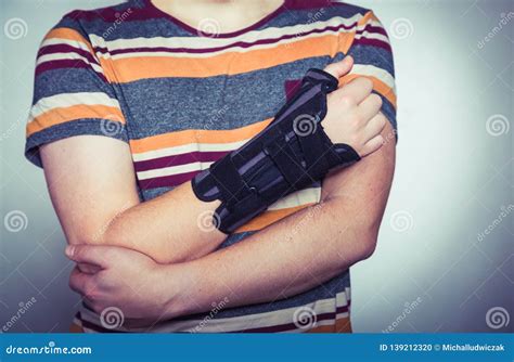 Hand With A Orthopedic Wrist Brace Royalty Free Stock Photography CartoonDealer