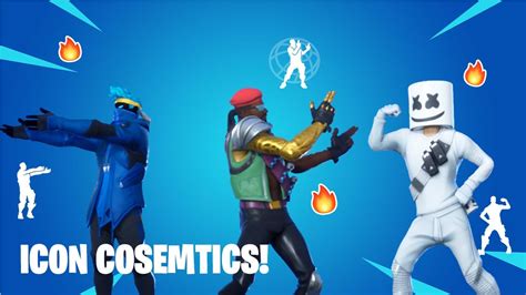All Current 3 Icon Series Skins And 6 Emotes In Fortnite Youtube