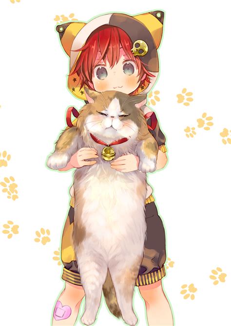 Фото Мальчик держит на руках кота