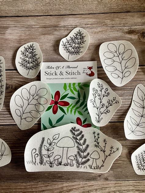 Stick And Stitch Forest Botanicals Ferns Hand Embroidery Water Soluble Designs For Hoops