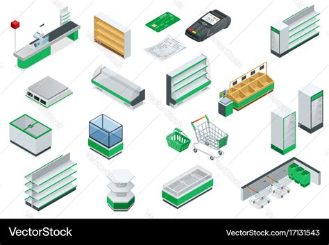 Isometric Supermarket Interior Plan Royalty Free Vector