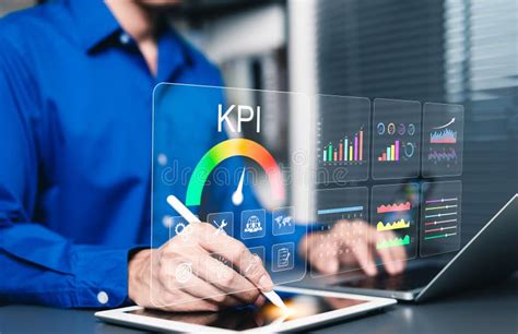Kpi Concept Analyzing Key Performance Indicators Businessman Using