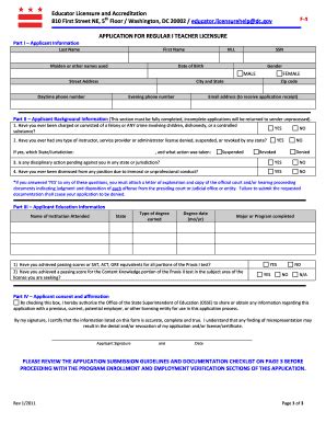 Fillable Online Osse Dc Application For Teacher And Service Provider Initial Licensure Dcps Form