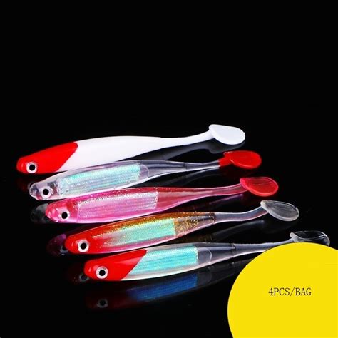 Señuelo de Pesca suave 1 bolsa 4 piezas 100mm T Tai cebo de silicona