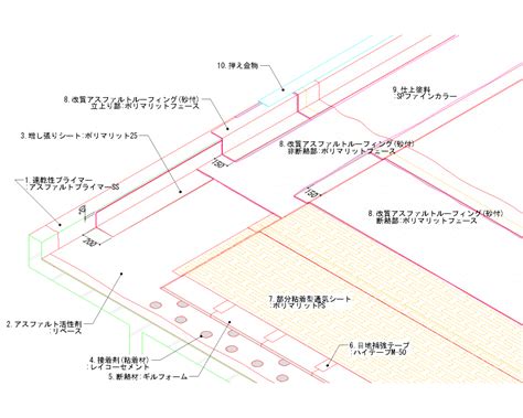 2章4節 屋根外断熱露出防水工事／保共仕242／外断熱露出アスファルト防水工法全面修繕1回目 Cadダウンロード