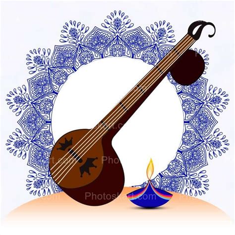 Blue Rangoli Background With Veena Photoskart