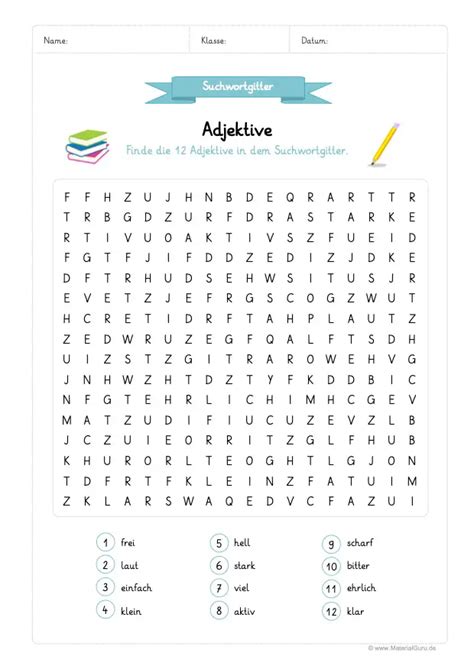 Adjektive Materialguru