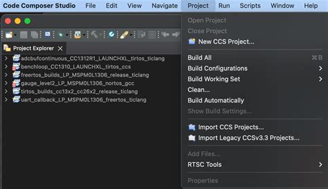 Open Close Project Functions Greyed Out And Unselectable Code Composer Studio Forum Code
