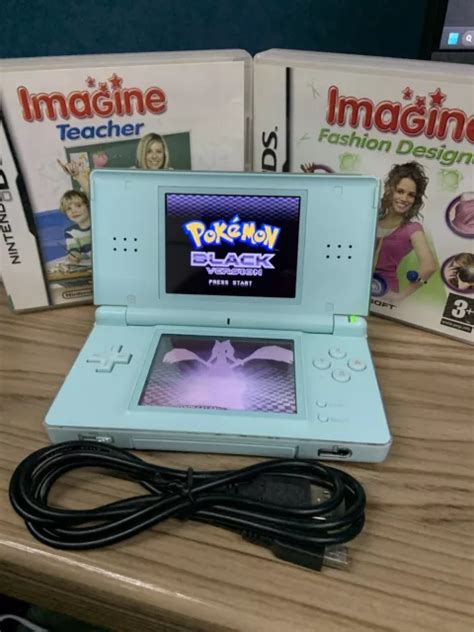 Nintendo Ds Lite Turquoise Handheld Console Tested Working Charger And