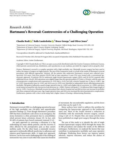 Pdf Hartmanns Reversal Controversies Of A Challenging Operation