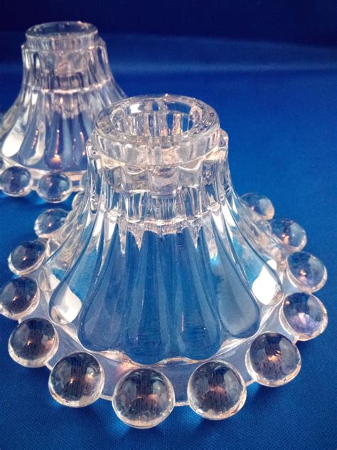 Vintage Depression Glass Candle Holders Candlewick Art Deco Etsy