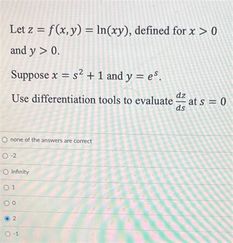 Solved Let Z F X Y Ln X Y Defined For X