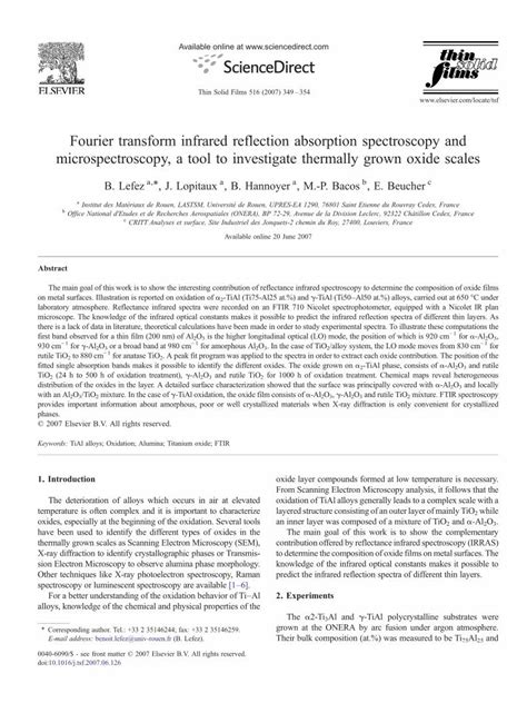 Pdf Fourier Transform Infrared Reflection Absorption Spectroscopy And Microspectroscopy A