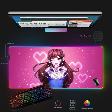 Dva Rgb Mousepad Gaming Mouse Mat Overwatch 2 Desk Mat Sold By Gergő Gilicze Sku 340190