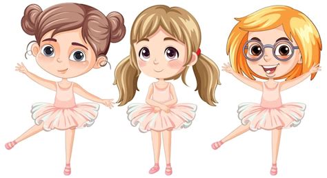 Conjunto De Lindo Personaje De Dibujos Animados De Bailarina De Ballet Vector Gratis