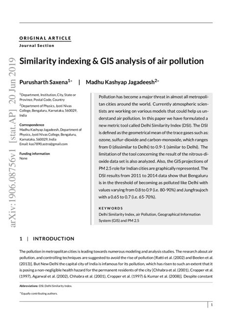 Similarity Indexing And Gis Analysis Of Air Pollution Deepai