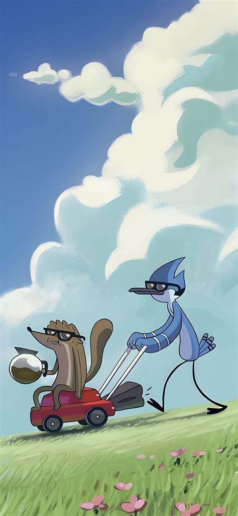 Mordecai And Rigby Lawn Mowing Wallpapers Adorable Wallpapers
