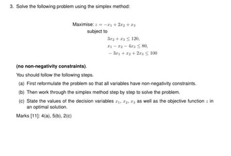 Solved 3 Solve The Following Problem Using The Simplex
