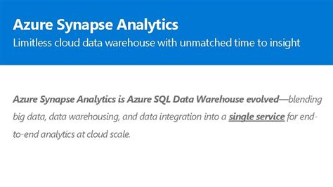Azure Synapse Analytics Limitless Cloud Data Warehouse With