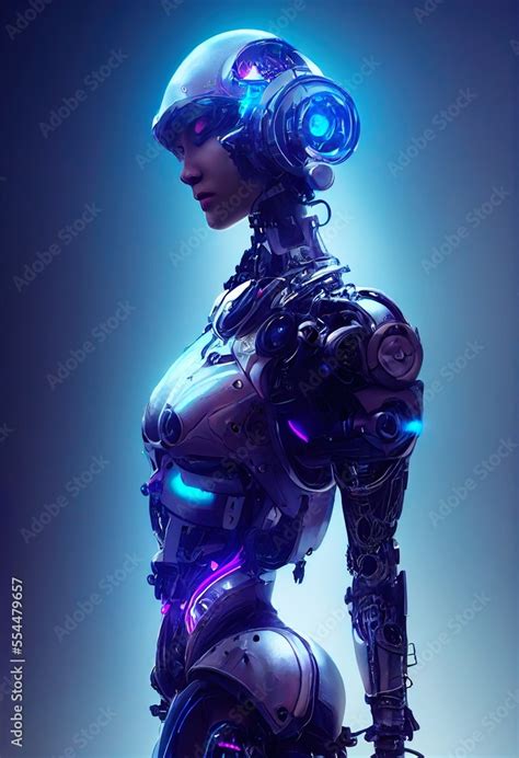 Portrait Of A Futuristic Female Robot An Artistic Abstract Cyberpunk
