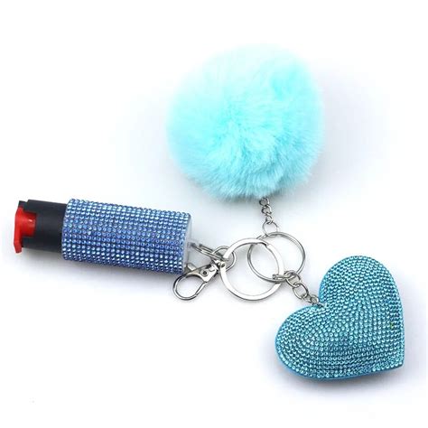 Spray Au Poivre Femme Pailleté Porte Clé Cœur Pompon Protectbaddie