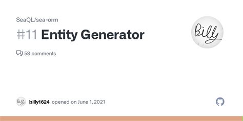 Entity Generator Issue SeaQL Sea Orm GitHub