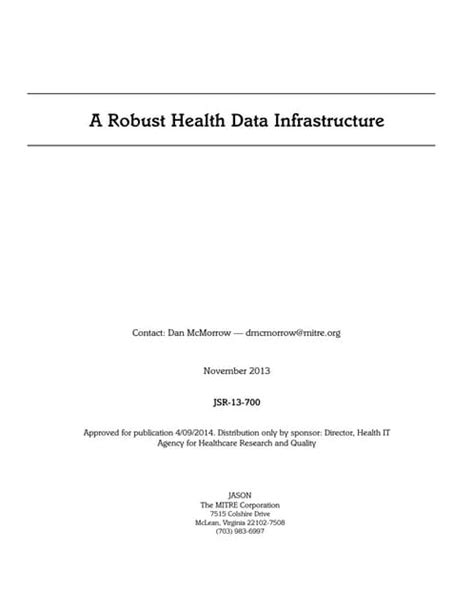 A Robust Health Data Infrastructure Jason 2013 Pdf