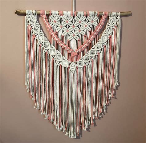 Macrame Wall Hanging Macrame Flower Wall Hanging Pink Macrame