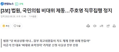 3보 법원 국민의힘 비대위 제동주호영 직무집행 정지 정치시사 에펨코리아